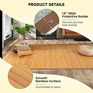 Giantex 5’ x 8’ Bamboo Area Rugs - Floor Mat with Anti-Slip Backing, Durable Roll-up Floor Rug, 60” x 96” Indoor Mat Rug for Dining Room, Living Room, Bedroom, Entryway, Bamboo Carpet (Modern)