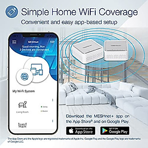 TRENDnet AC1200 WiFi EasyMesh Kit, Includes 2 x AC1200 WiFi Mesh Nodes, App-Based Setup Utility, Seamless WiFi Roaming, Beamforming, Supports 2.4GHz and 5GHz Devices, TEW-832MDR2K, White