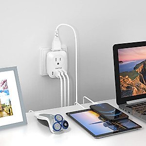 3 Pack European Travel Plug Adapter, VINTAR International Power Plug Adapter with 2 Outlets, 3 USB and 1 USB C, 6 in 1 Travel Essentials for US to Most of Europe EU Italy France Spain Greece, Type C