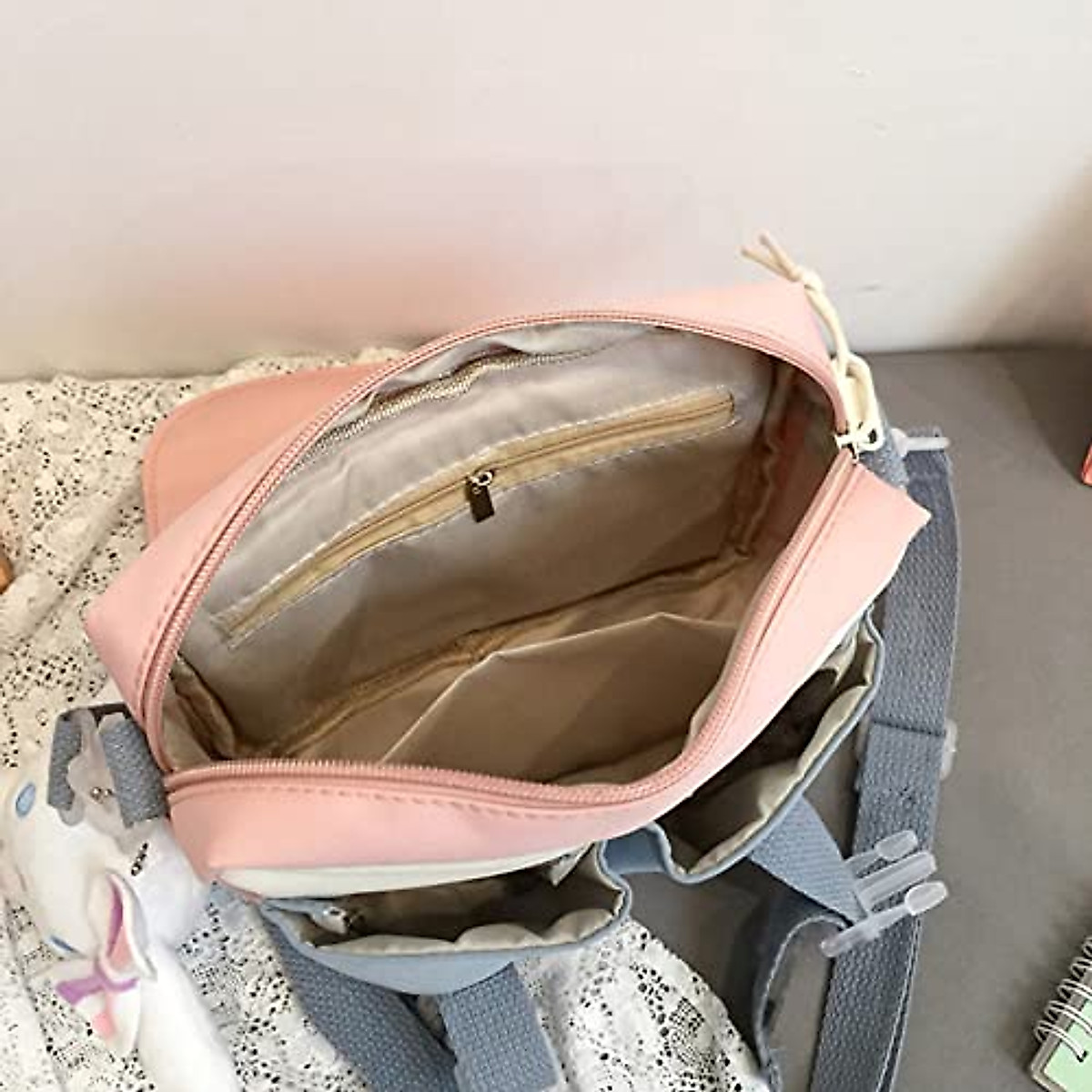 Kawaii Shoulder Backpack Korean Students Totes Schoolbag with Pins Crossbody Bag