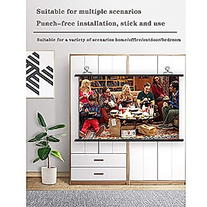 FMOGE 120 Inch Projection Screen,16:9 HD,Anti-Crease Portable Projector Movies Screen,Borderless,Punch-Free,Wall-Mounted,for Home Theater Outdoor Indoor