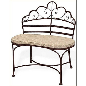 Deer Park Ironworks 020026 Deep Park Wave Bench, Natural Patina Powdercoat