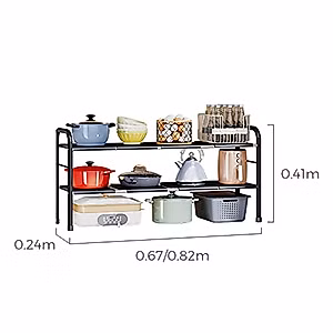 BIENKA Kitchen Cabinet Shelf Countertop Storage Shelf Desktop Pantry Shelf Cupboard Shelf Organiser for Kitchen Bedroom Bathroom Shelf ( Color : Black , Size : Double Layer 8 Board )