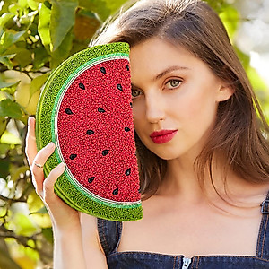 Mary Frances Summer Slice Beaded Watermelon Crossbody Clutch Handbag