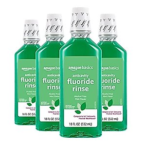 Amazon Basics Anticavity Fluoride Rinse, Alcohol Free, Mint, 18.00 Fl Oz (Pack of 4) (Previously Solimo)