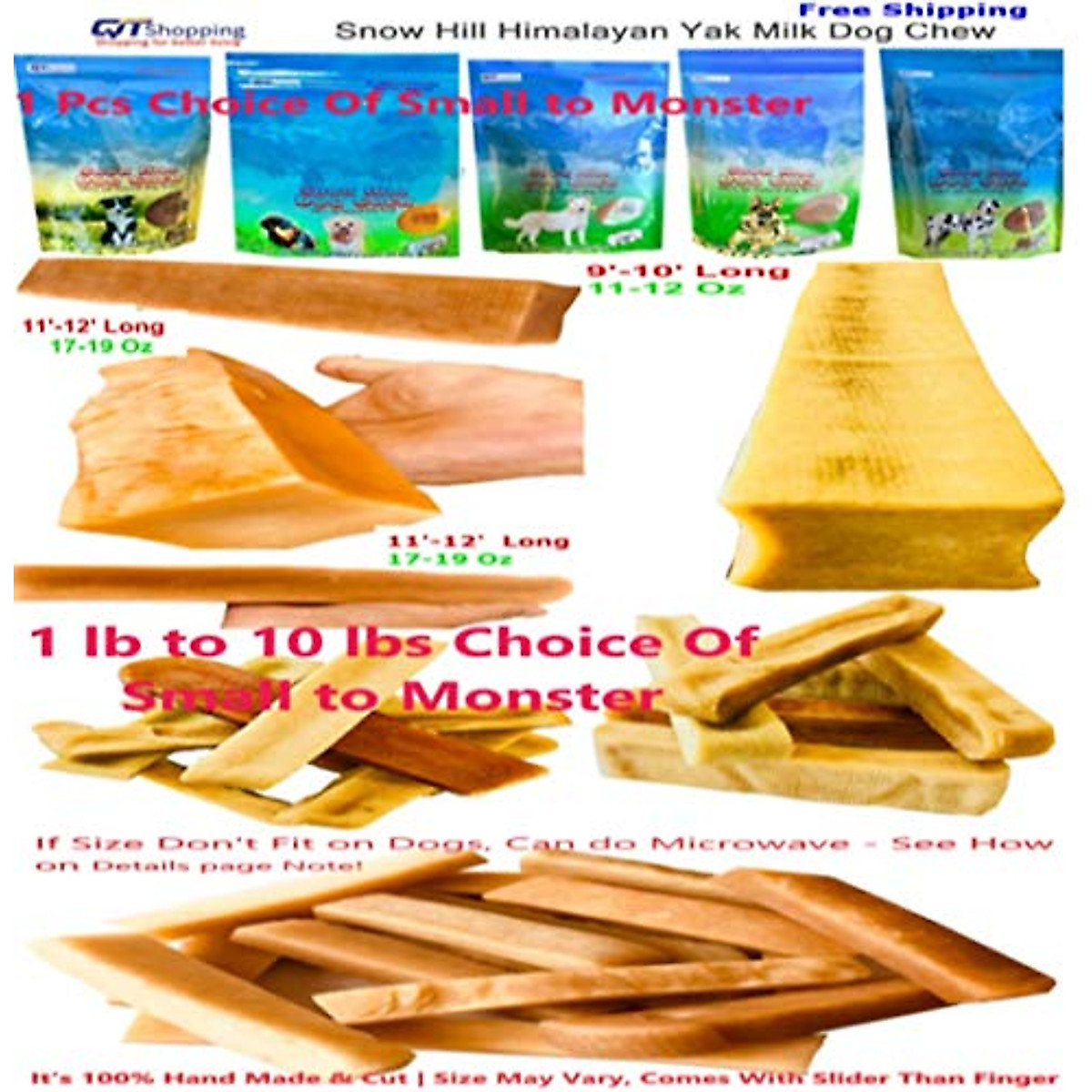 Snow Hill Natural Himalayan Yak Milk Cheese Dog Chews Small 3 Pcs Pack Long Lasting, Odor Stain Gluten GMO Free Protein Rich Yaky Treats Improved Oral Health - Yaky Cheese Treats of Himalayas, Nepal