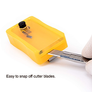 NEWISHTOOL Snap Off Blade Disposal Container Can to Break Utility Knife Blade, Trash Knife Blades Gather by Magnet Safe Storage Bank, Blade Dispenser Yellow Plastic Case with Hanging Clip