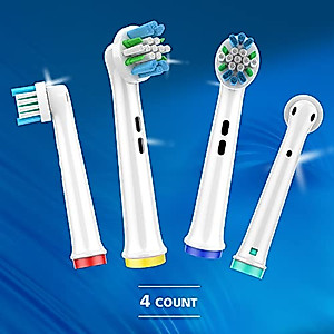 Replacement Toothbrush Heads Compatible with Braun Oral-B Electric Toothbrushes, 4PCS, Accessories for Vitality FlossAction, Fit Oral B Handles 3756 3757 3744 3765 3709 4729