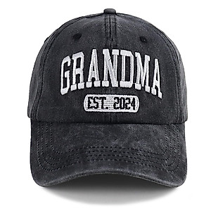 Grandpa and Grandma Est 2024 Hats for Men Women, New Grandparents Birthday Gifts for Baby Announcement, First Time Grandpa Grandma Baseball Cap Black