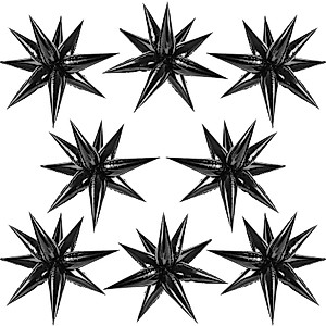 Shindel Black Star Balloons, 96PCS Spike Starburst Balloons 12 Point Foil Explosion Balloons for Graduation Birthday Wedding Baby Shower Halloween Bachelorette Party Decorations