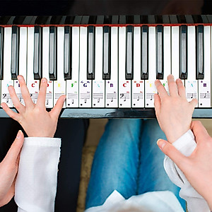 Piano Sticker Piano Keyboard Stickers Piano Stickers for Keys 32, 37, 54, 61, 88 Replacement Piano Stickers with Mounting Stick Wiping Cloth Color Piano Stickers Black Piano Stickers 2 Pack