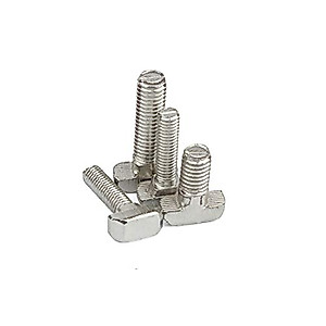 Kammas 20pcs 20 Series M5 Hammer Head T-slot M510/12/16/20/25mm T Bolt Screw Nickel Plated For 2020 Aluminum Profile - (Color: M5x20mm)