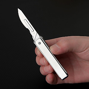 SZHOWORLD Creative Stainless Steel Folding Knife, Utility EDC Pocket Knife with #24 Replaceable Blade, for Outdoor Camping, Hunting, Fishing, Hiking for Men & Women