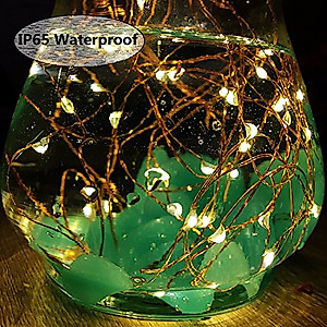 LiyuanQ Solar String Lights, 2 Pack 100 LED Solar Fairy Lights 33 Feet 8 Modes Copper Wire Lights Waterproof Outdoor String Lights for Garden Patio Gate Yard Party Wedding Indoor Bedroom Warm White