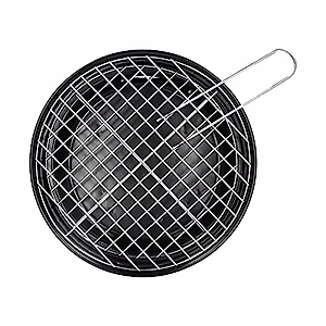 Mini Round Barbecue Grill Set, Portable Iron Charcoal Grill, with A Handle, for Home Kitchen BBQ Picnic Camping