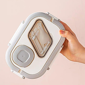 Tinaforld Adults Bento Lunch Box,Salad Container Large 43oz Salad Bowl, Bento-Style Tray for Toppings, 3oz Sauce Container for Dressings, and Built-In Reusable Fork (White)