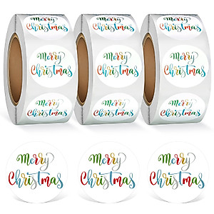 1500 Pieces Multi-Colored Christmas Stickers Round Xmas Decorative Envelope Seal Stickers Adhesive Roll Christmas Labels Christmas Card Seals Merry Christmas Stickers for Envelopes Decor, 1 Inches