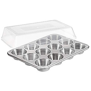 AmazonCommercial Aluminum Muffin Pan, 12 Cup with Lid