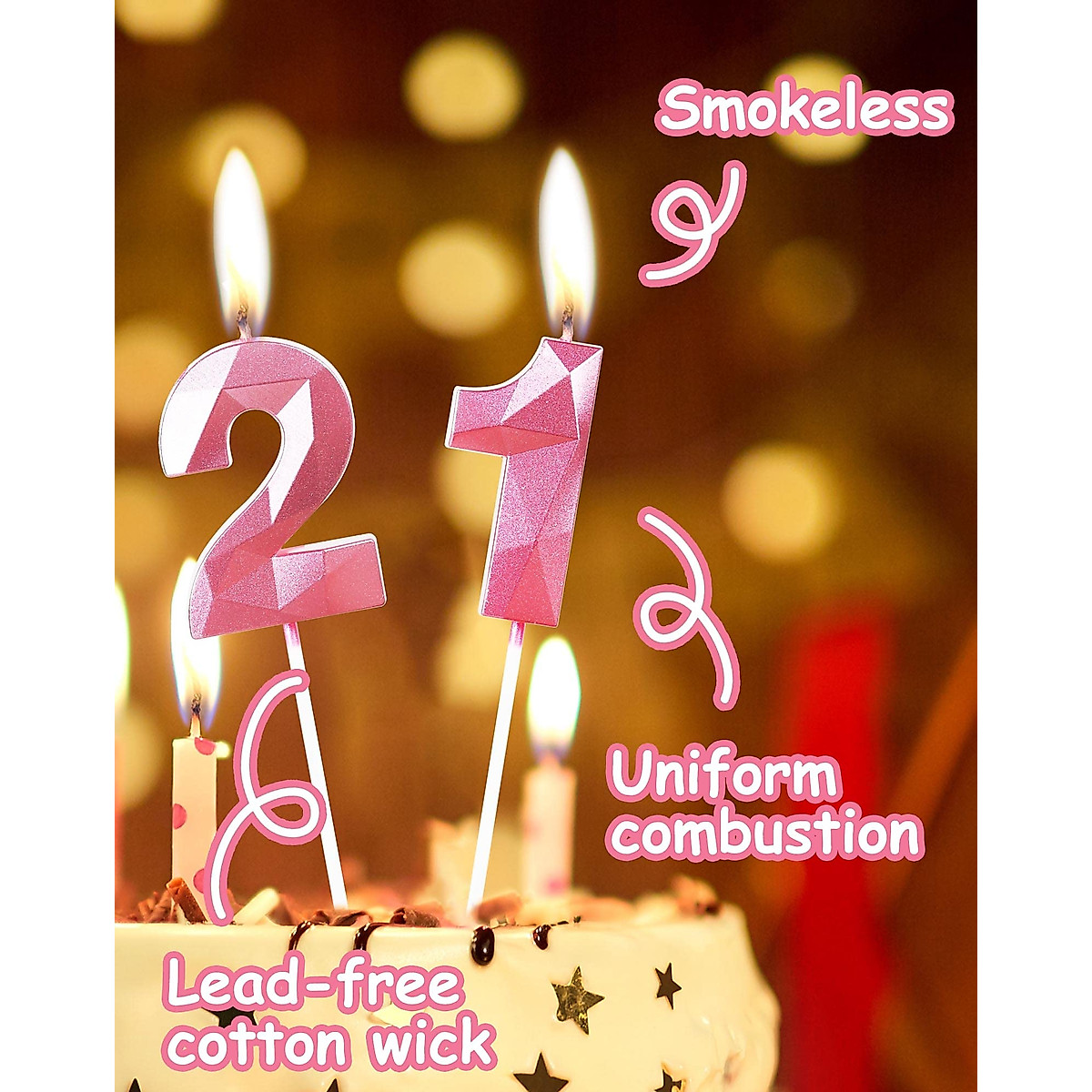 Number 30 Candles,30th Birthday Candles,Pink Happy Birthday Candle for Cake,3D Design Cake Topper Decorations for Women Birthday Party Wedding Anniversary Celebration Supplies