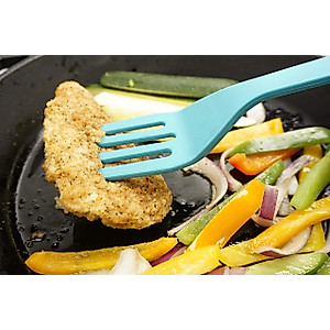 RSVP International Silicone Flexible Fork, Turquoise, 11" | Mixes Ingredients, Mashes Food, Whisks Eggs, & More | Dishwasher Safe & Heat Resistant | Baking, Serving, Mixing Made Easy