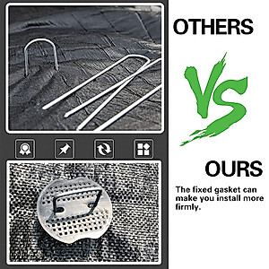 50Pcs Garden Stakes Staples + 50Pcs Gasket, Bakulyor 6 Inch Lawn Landscape Staples 11 Gauge U Shaped Galvanized Landscape Pins, Heavy Duty Yard Ground Pin for Weed Barrier Sod Fabric Decorations - 6"