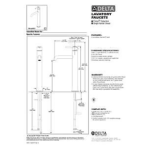 Delta Faucet Trinsic Vessel Sink Faucet, Single Hole Bathroom Faucet, Single Handle Bathroom Sink Faucet Brushed Nickel, Waterfall Faucet, Diamond Seal Technology, Stainless 759-SS-DST