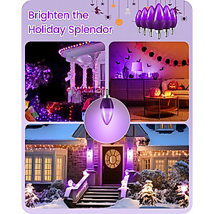 GOEBLESON Purple E12 LED Light Bulbs, C35 Dimmable Candelabra Bulbs, 5W (60W Equivalent) Chandelier Bulb, Candle Light Bulb for Halloween, Christmas, Party Decoration, Holiday, 6 Pack Z1C3P605