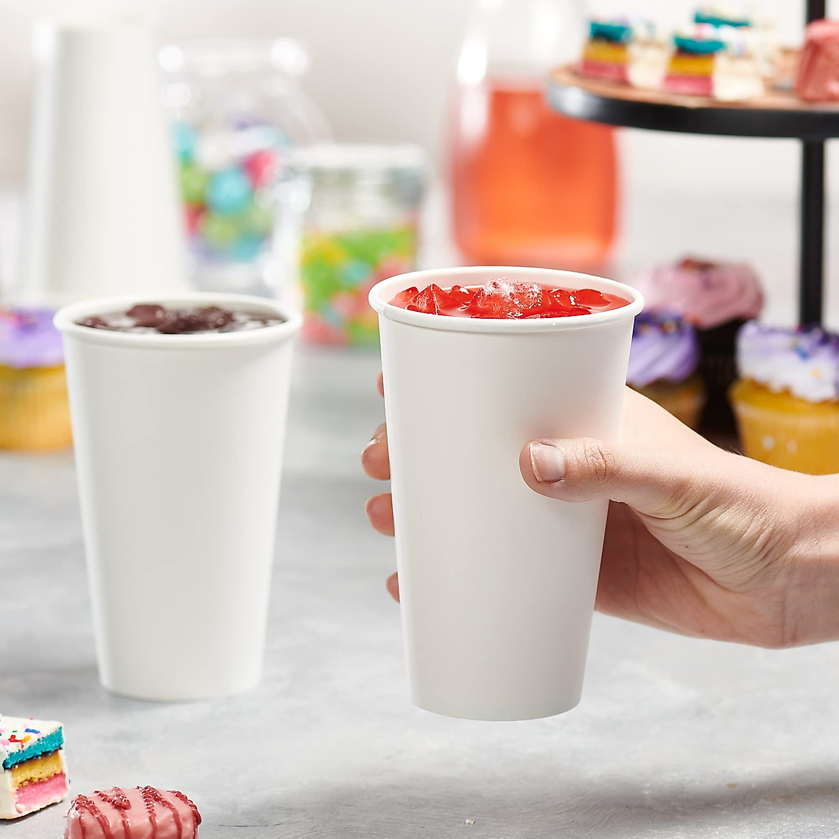 [100 Pack] 16 oz. White Paper Hot Cups - Coffee Cups