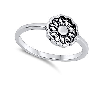 Beautiful Cutout Sunflower Ring New .925 Sterling Silver Band Size 6