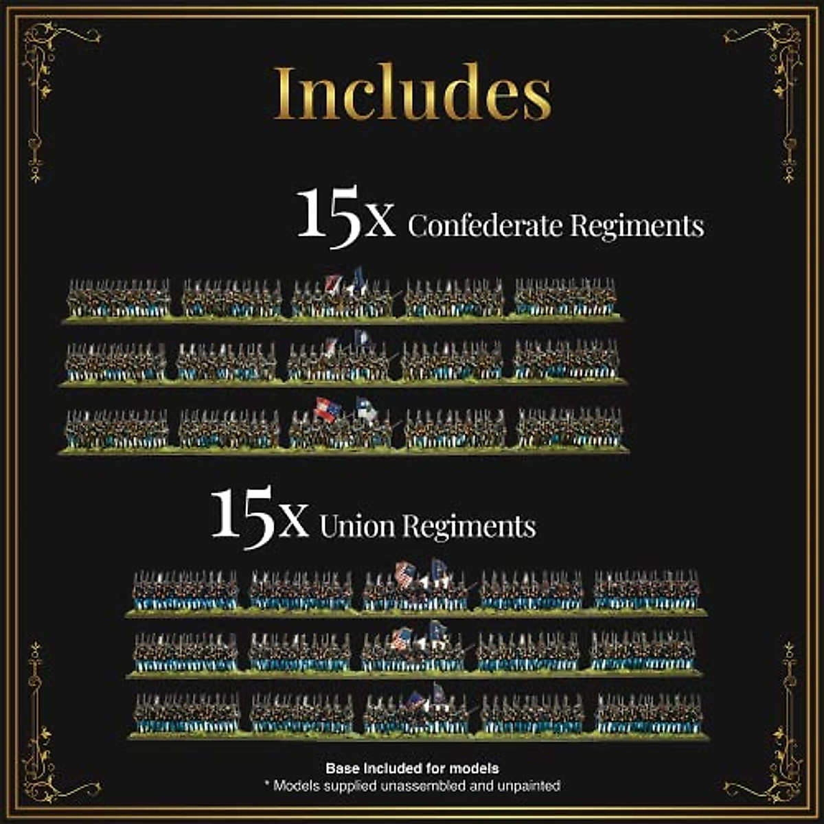 Wargames Delivered - Black Powder Epic Battles- American Civil War Guts & Glory Starter Set 12.5mm Miniatures, 6 Regiments, 6 Dice, Digital Bundle, Flag - WW2 Action Figure Model Kit by Warlord Games