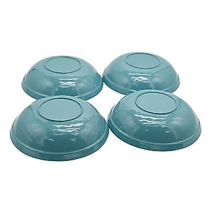 LOK-OSEMILE Gourmet Art Crackle 8.1" Melamine Salad and Pasta Bowls - Aquamarine 32 oz Set of 4