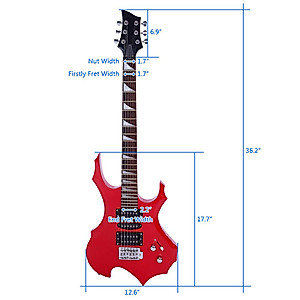 Electric Guitar,Novice Flame Shaped Electric Guitar HSH Pickup Bag,Strap Paddle Rocker Cable Wrench Tool,Affordable & Great Electric Guitars for Beginner Starter (Yellow)