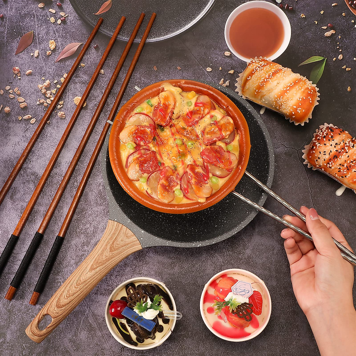 3 Pairs Long Cooking Chopsticks 15.3 Inch Extra Long Stainless Steel Chopsticks and 16.5 Inch Extra Long Wooden Kitchen Frying Chopsticks for Hot Pot, Frying, Noodle, Cooking Favor