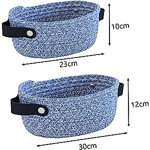 Sundries Storage Basket Organization Hand Woven Comfortable Cosmetic Storage Basket for Bedroom Navy Blue S