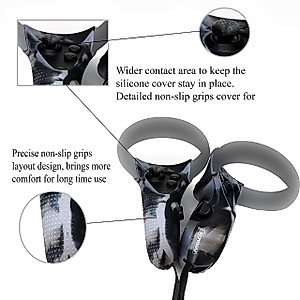 Limited Version | Sweat Resistant Silicone Facial Interface Cover and Protective Touch Controller Accessories for Oculus Quest VR Gaming Headset (Light Grey Camo), NOT FIT Oculus Quest 2