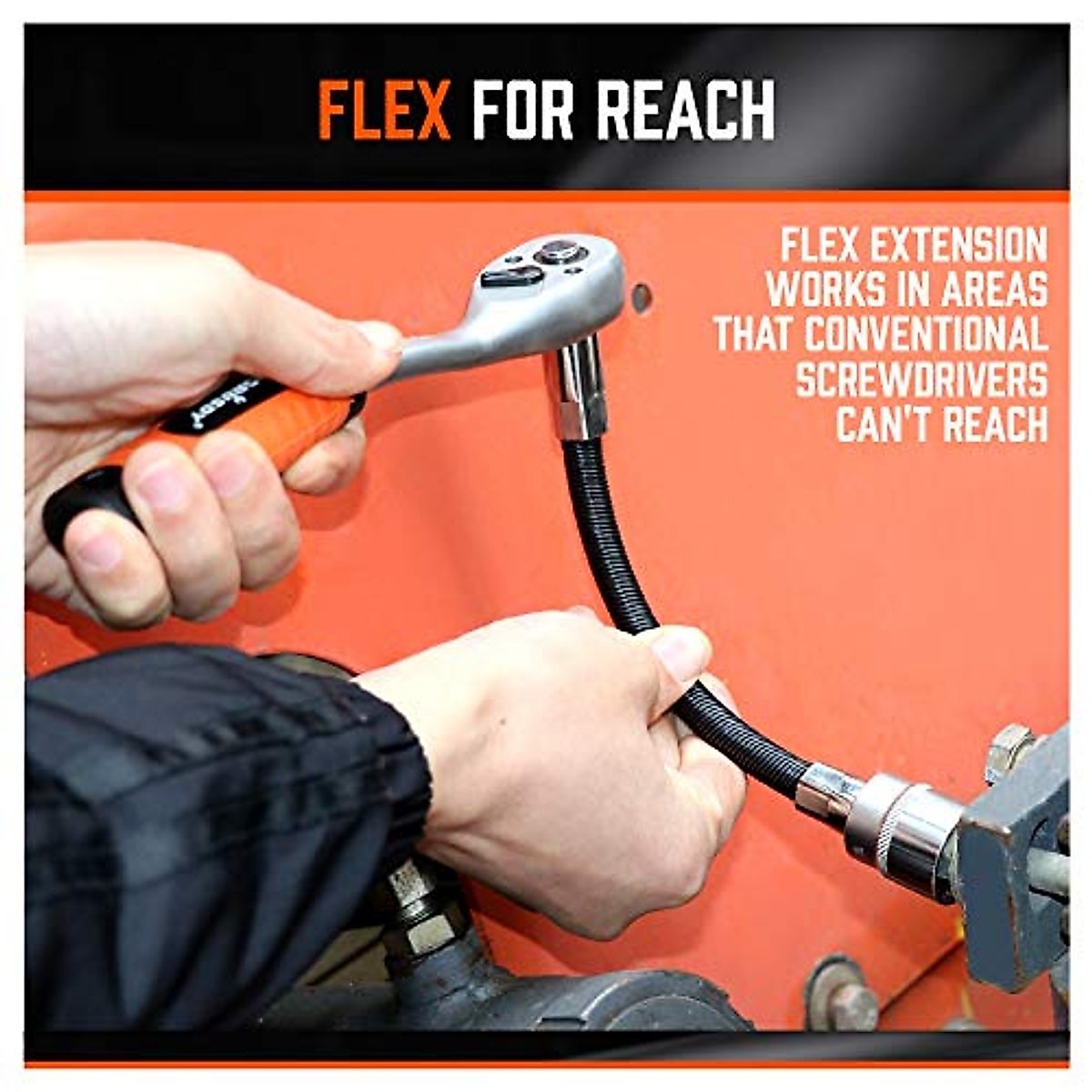 SEDY Flexible Extension Bar Set, 2-Piece Drive Socket Flex Bar 1/4" x 6" & 3/8" x 8"