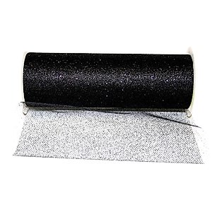 Glitter Tulle Fabric - 6 Inches Wide X 10 Yards (Black)