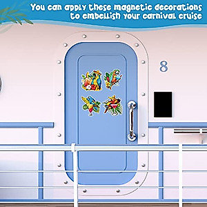 4 Pieces Margarita Parrot Magnets Tropical Drink Cruise Door Decorations Drinking Parrot Cruise Door Magnets for Carnival Cruise Refrigerator Door (Wine Glass Theme)