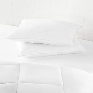 Amazon Basics Ultra-Soft Micromink Sherpa Comforter Bed Set - Charcoal, Full/Queen & Down-Alternative Pillows, Soft Density for Stomach and Back Sleepers - Standard (Pack of 2), White