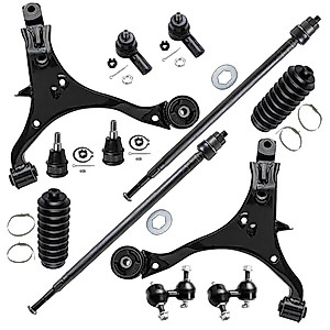 Detroit Axle - Front End 12pc Suspension Kit for 02-06 Honda CR-V 2002 2003 2004 2005 2006, 2 Lower Control Arms 2 Ball Joints 2 Sway Bar Links 4 Outer & Inner Tie Rod Ends 2 Boots Replacement
