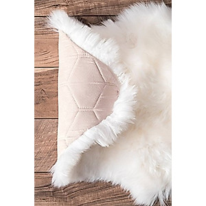 nuLOOM Sheepskin Natural Double Pelt Shag Accent Rug, 1' 10" x 5' 7", Natural