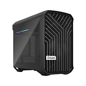 Fractal Design Torrent Nano Black - Dark Tint Tempered Glass Side Panels - Open Grille for Maximum air Intake - 180mm PWM Fan Included - Type C - mITX Airflow Mini Tower PC Gaming Case