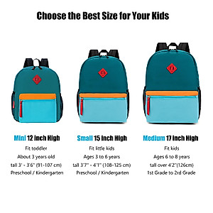HawLander Preschool Kids Backpack, 12 inch Toddler Backpacks for Boys with Chest Strap, Blue Green