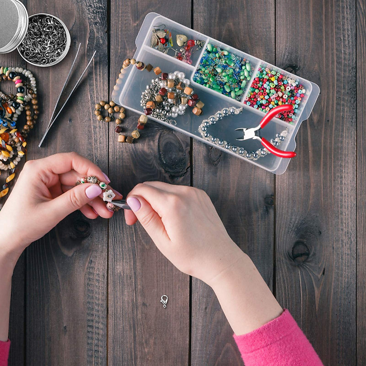 100PCS Lobster Clasps, Metal Alloy Small Lobster Claw Clasps, Weico Lobster Clip for Handmade Necklace, Bracelet Jewelry Making Accessories Fastener Hook( 12mmx6mm, Nickel)