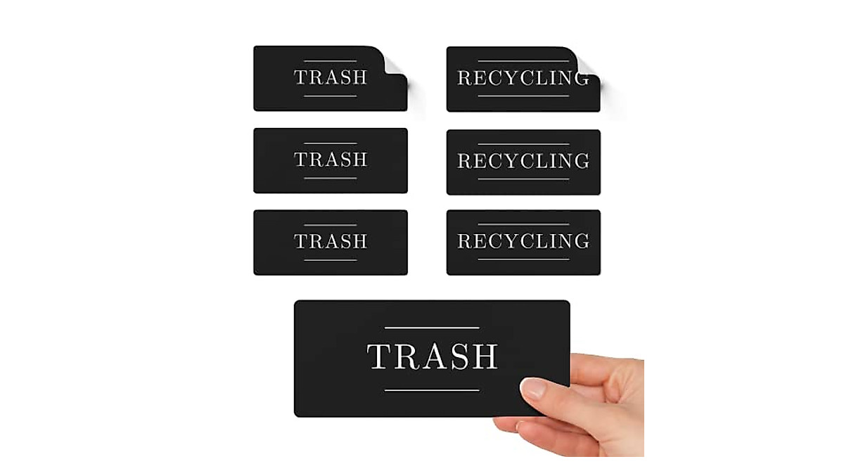 Recycling Stickers for Trash Cans - Set of 6 | Durable Labels