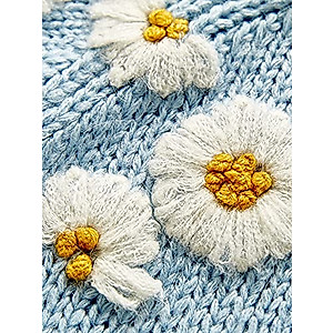 Infant Baby Girl Knitted Cardigan Embroidery Long Sleeve Button Sweaters Tops Casual Jacket Fall Winter Clothes Outfit (Embroidery Pink, 18-24 Months)