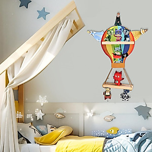 for Tonie Shelf Tonies Figures Storage,Magnetic Wooden Floating Shelves Compatible with Tonie Box Player Character for Children Room (hot air Balloon)