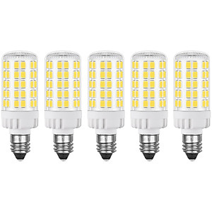 Maelsrlg E11 LED Bulb Dimmable, 50W Equivalent, Daylight 6000K, T4 Mini Candelabra LED Bulb, E11 Base, 5W 580 Lumen, 5-Pack
