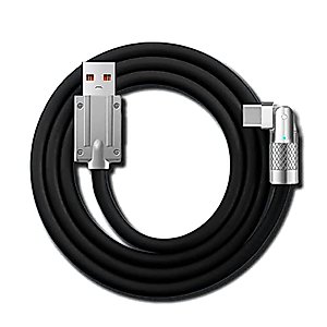 Recyphi Chubby Gamer 180° Rotating Fast Charge Cable USB to C Cord LED Flexible Rotary Connector Durable Thick Rubber Safety Charging, Laptop