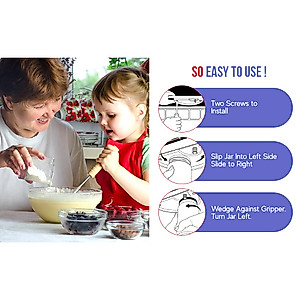 UN-SKRU Jar Opener - Under Cabinet Bottle & Jar Lid Opener for Arthritis, Weak Hands, Seniors – One Handed, Easy Grip Universal Lid Gripper Tool for Jars, Bottles & Containers – Removes Tight Jar Lids